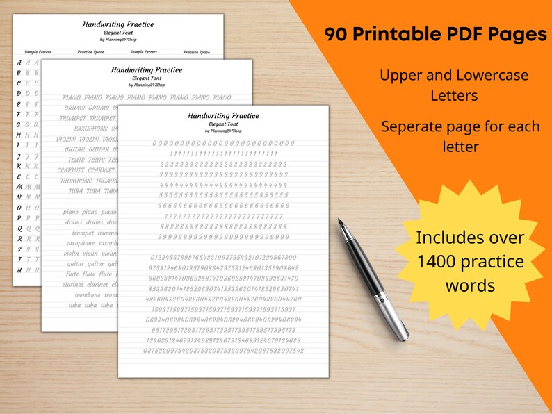 Elegant Font Handwriting Practice Bundle Handwriting - Etsy