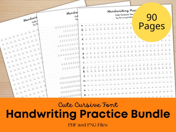 Cute Cursive Font Handwriting Practice Bundle Handwriting - Etsy
