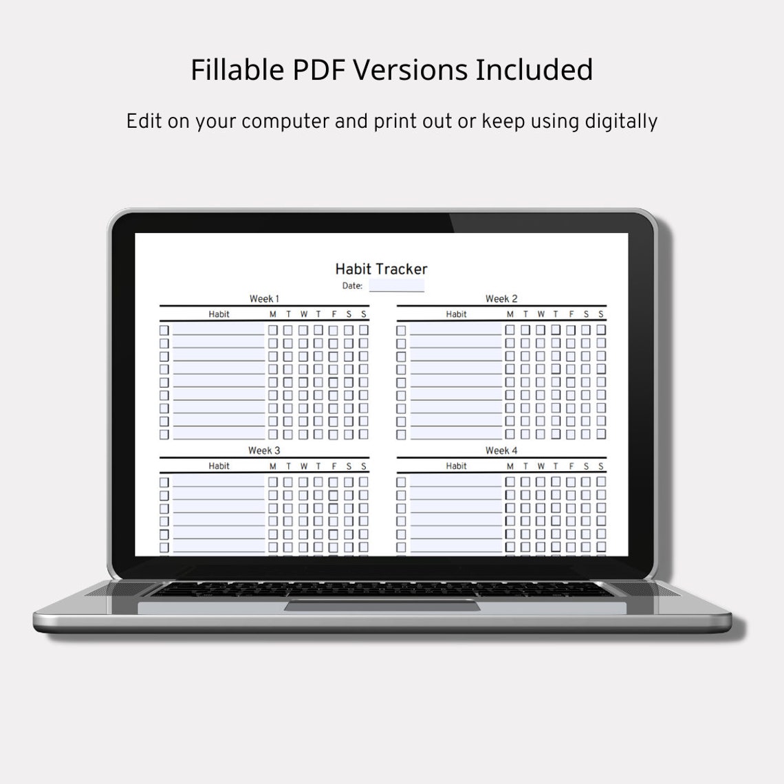 Weekly Habit Tracker Fillable Habit Tracker Habit Tracker Printable ...