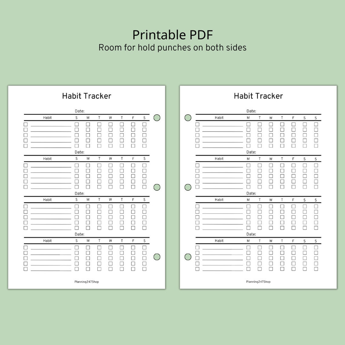 Simple Weekly Habit Tracker | Fillable Habit Tracker | Vertical Habit ...