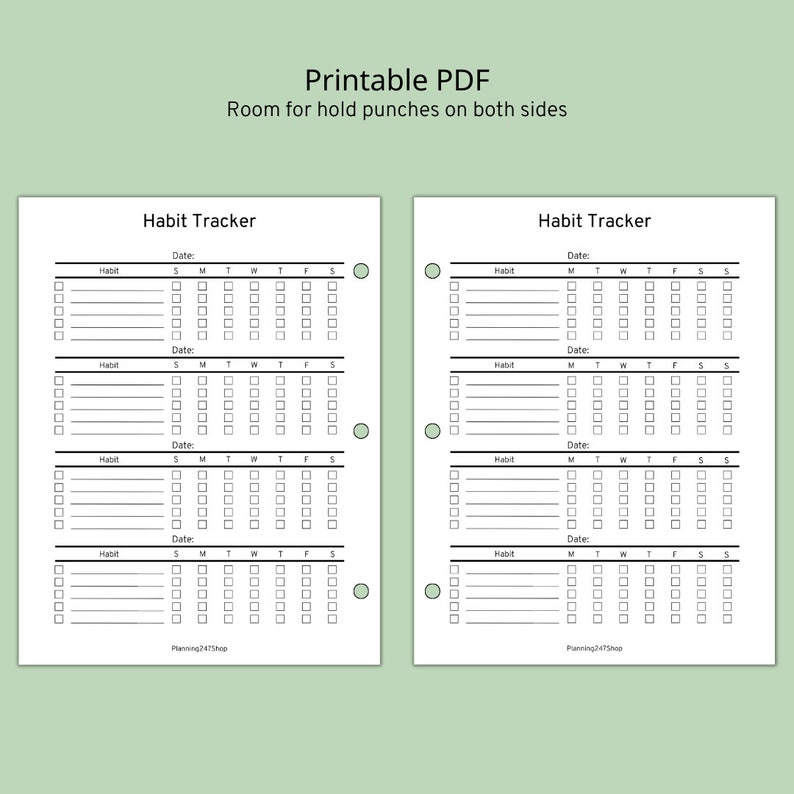 Simple Weekly Habit Tracker | Fillable Habit Tracker | Vertical Habit ...