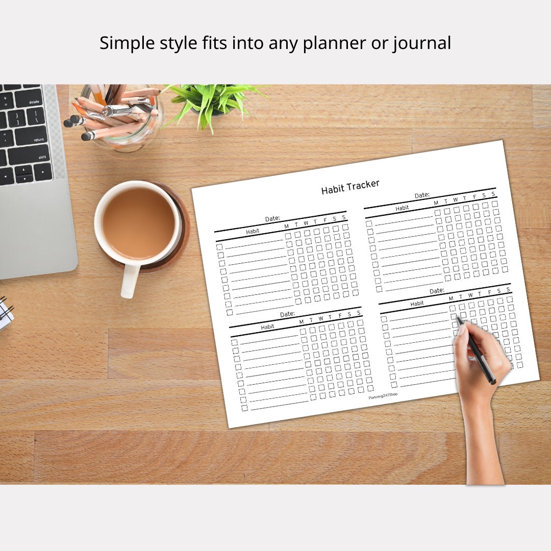 Simple Weekly Habit Tracker | Horizontal Habit Tracker | Fillable Habit ...