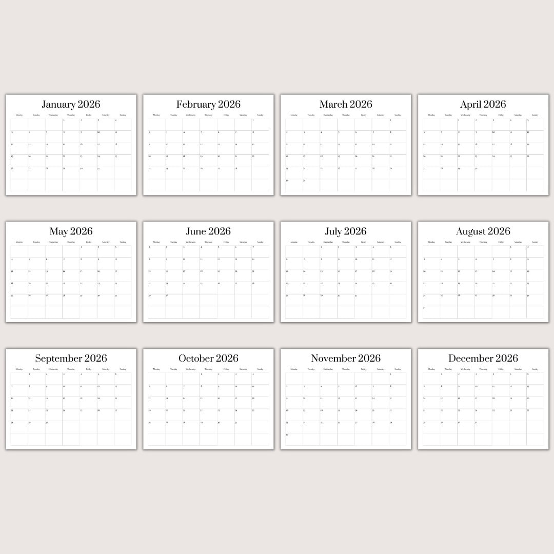 2026 Blank Calendar Template | Blank Calendar | Printable Blank ...