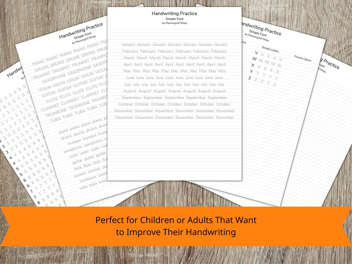 Simple Font Handwriting Practice Bundle Handwriting - Etsy