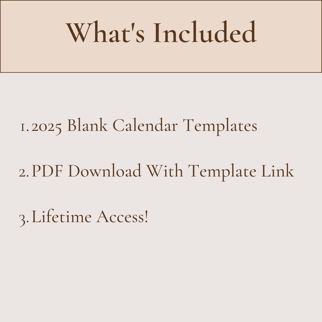 2025 Blank Calendar Template Blank Calendar Printable Blank Calendar 12 ...