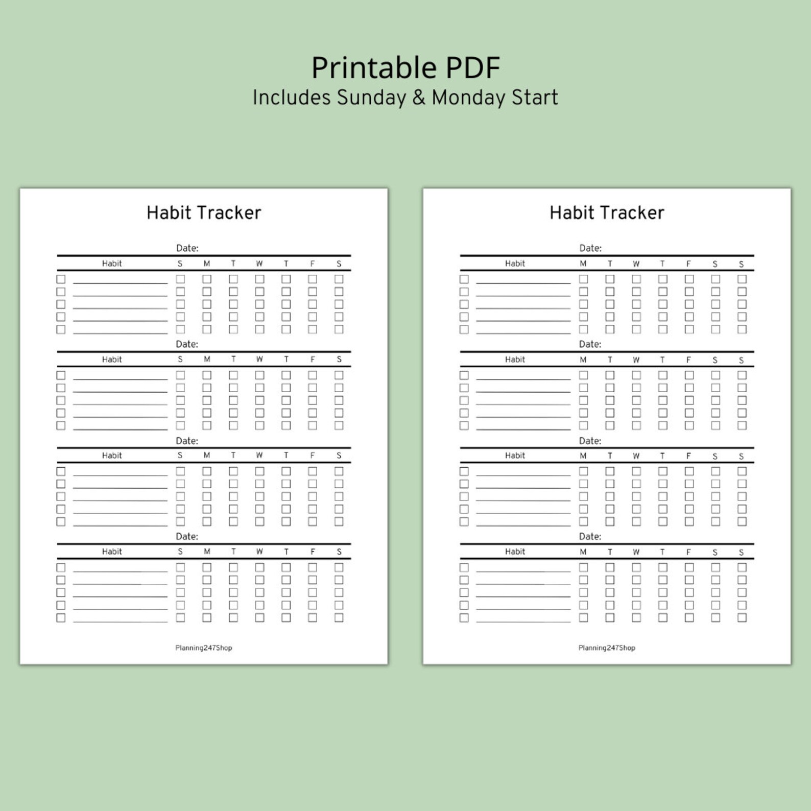 Simple Weekly Habit Tracker | Fillable Habit Tracker | Vertical Habit ...