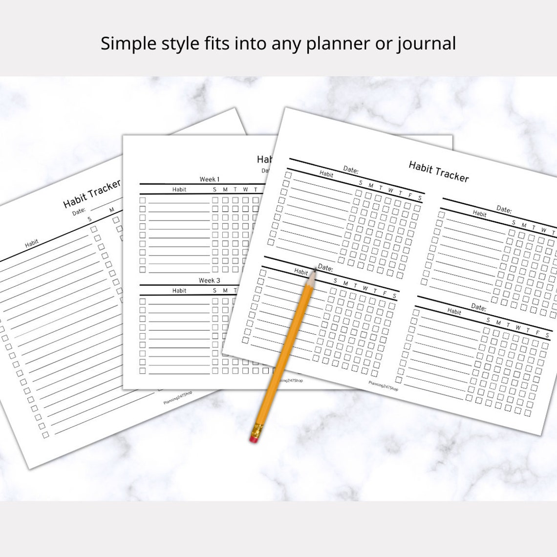 Horizontal Weekly Habit Tracker Bundle Habit Tracker Printable Fillable ...
