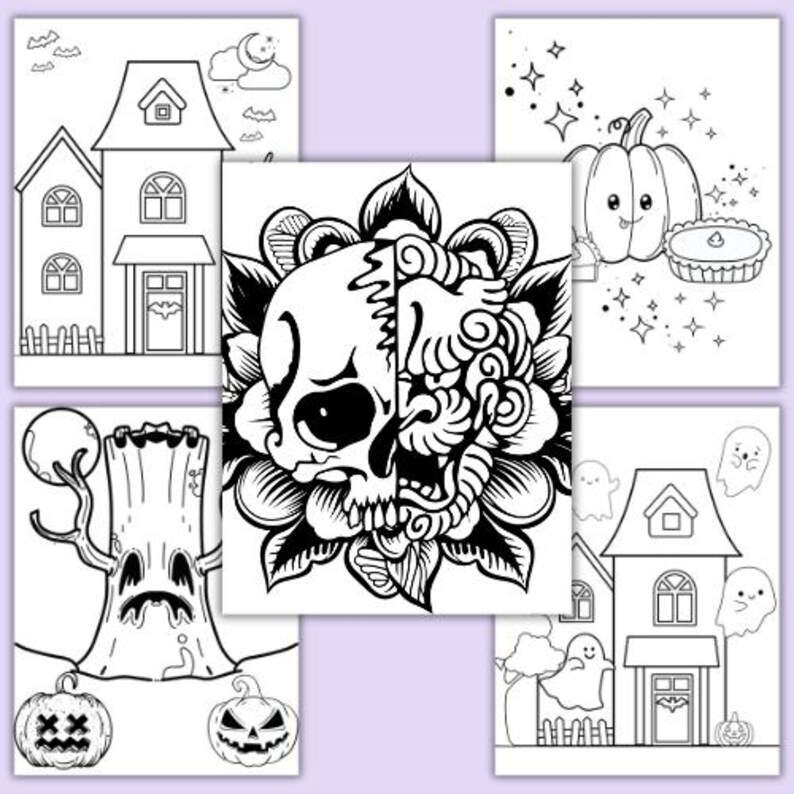 Halloween Objects Coloring Pages | Pumpkin Coloring Pages | Skull ...