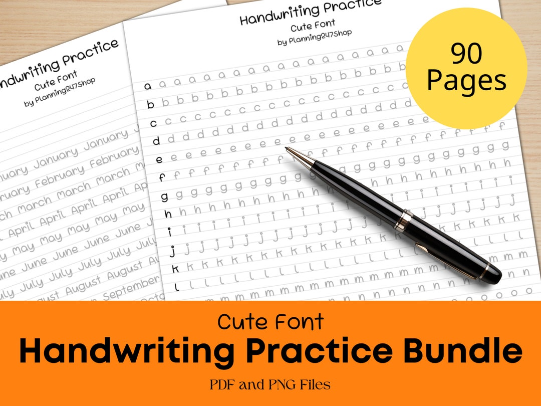 Cute Font Handwriting Practice Bundle Handwriting Worksheet - Etsy