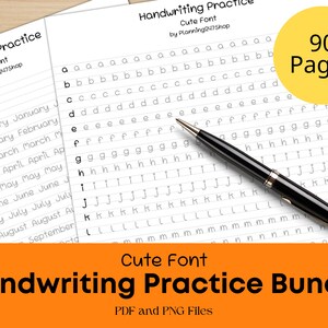 Cute Font Handwriting Practice Bundle Handwriting Worksheet - Etsy