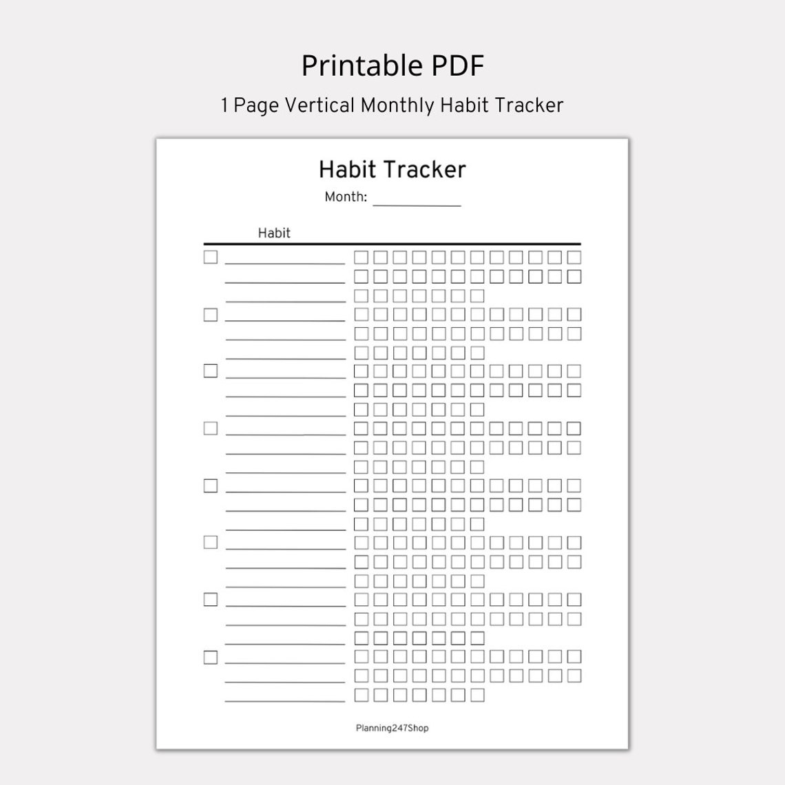 Monthly Habit Tracker Digital Habit Tracker Habit Tracker Printable ...