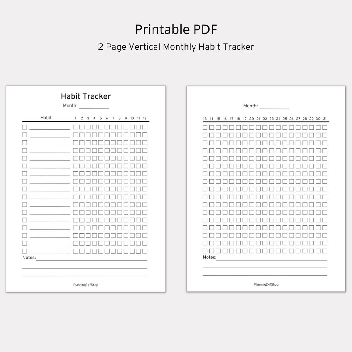 Monthly Habit Tracker Habit Tracker Printable Daily Routine Digital ...