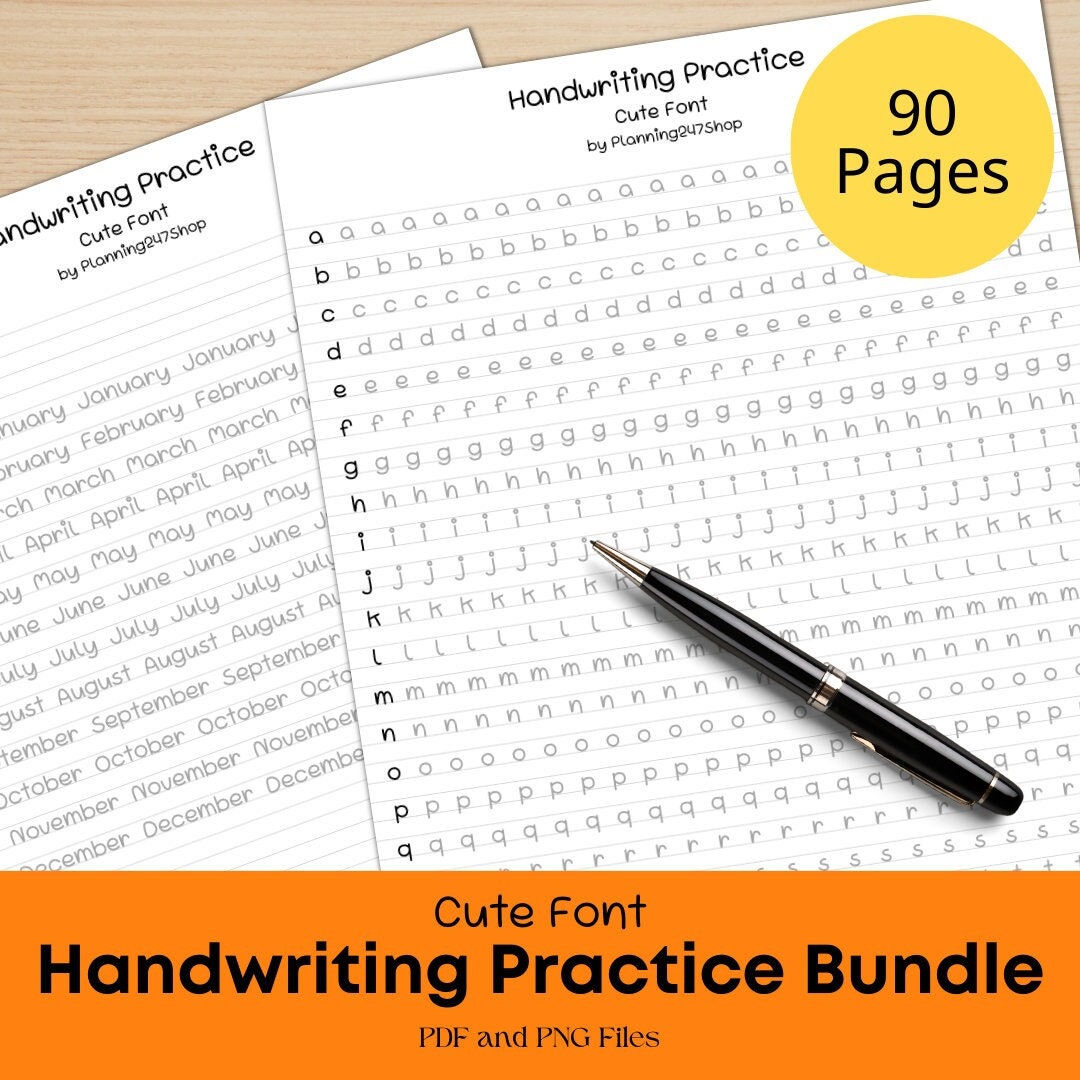 Cute Font Handwriting Practice Bundle | Handwriting Worksheet for Kids ...