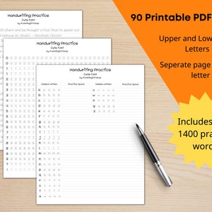Cute Font Handwriting Practice Bundle Handwriting Worksheet - Etsy
