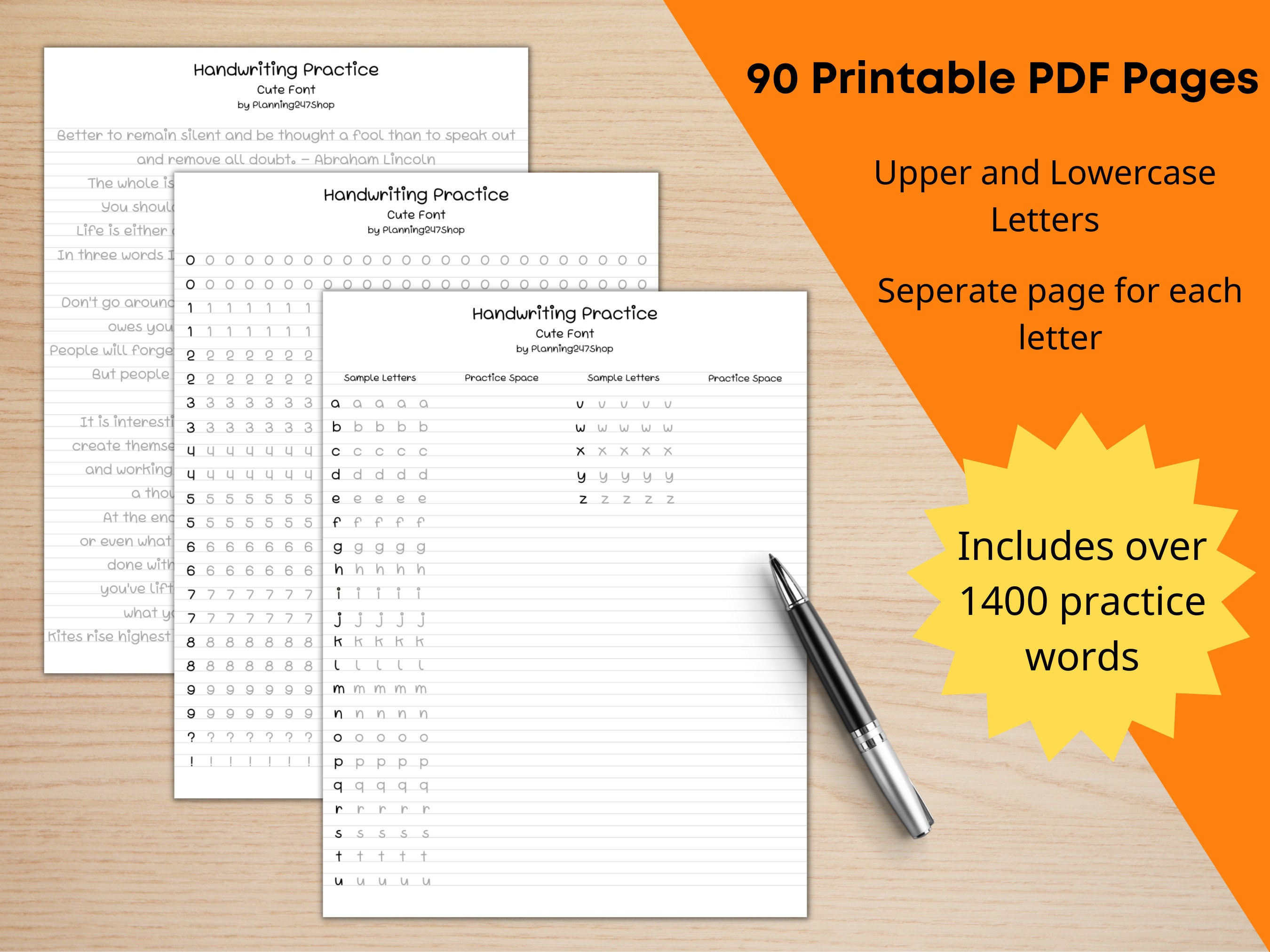 Cute Font Handwriting Practice Bundle Handwriting Worksheet - Etsy