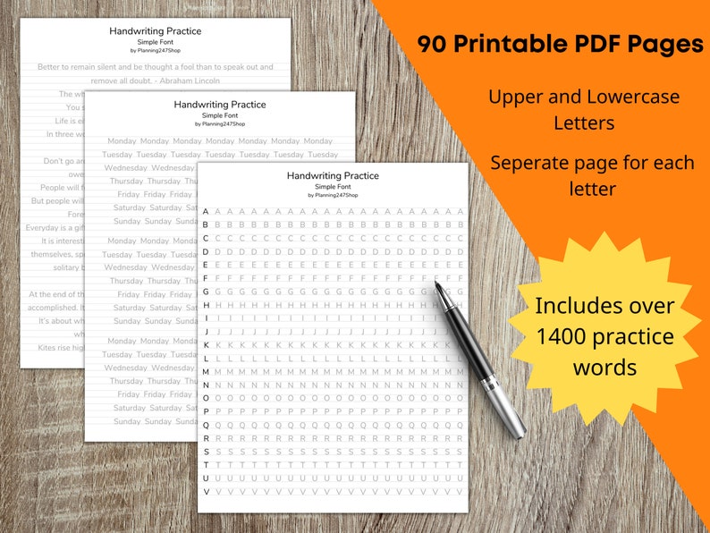 Simple Font Handwriting Practice Bundle Handwriting - Etsy