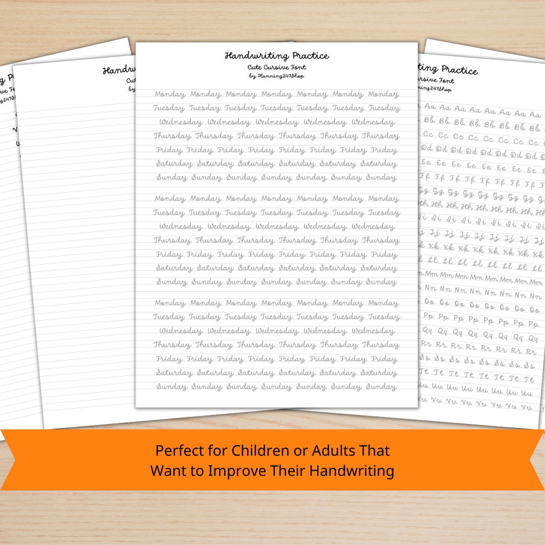 Cute Cursive Font Handwriting Practice Bundle | Handwriting Worksheet ...