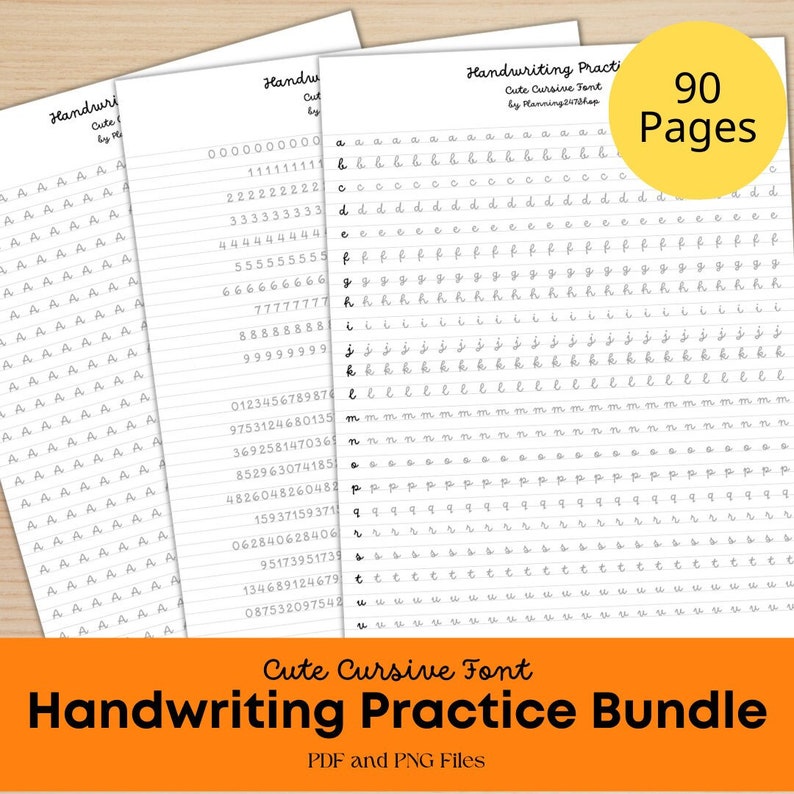 Cute Cursive Font Handwriting Practice Bundle | Handwriting Worksheet ...