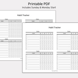 Simple Weekly Habit Tracker Horizontal Habit Tracker - Etsy