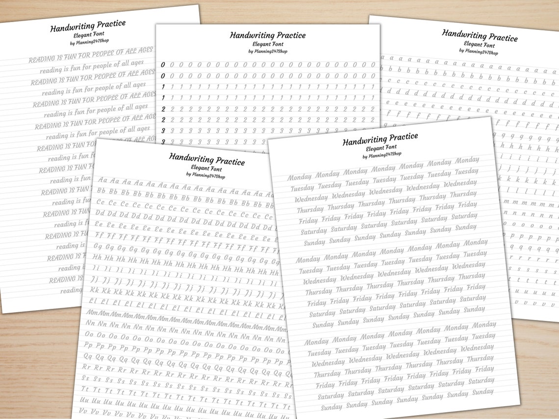 Elegant Font Handwriting Practice Bundle Handwriting - Etsy