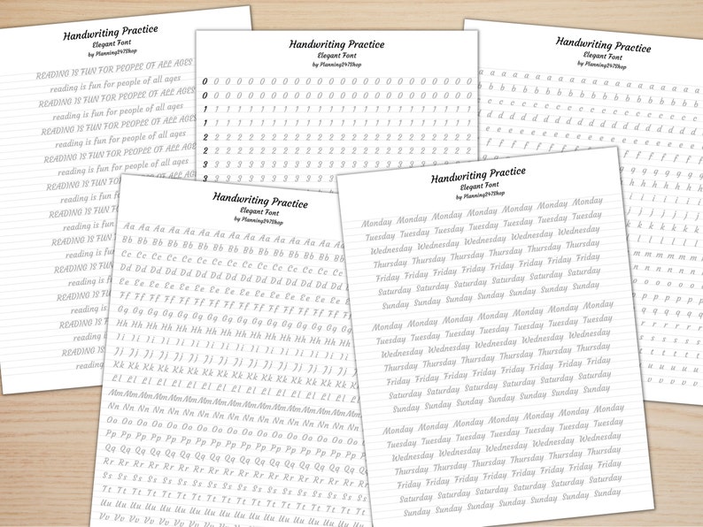 Elegant Font Handwriting Practice Bundle Handwriting - Etsy
