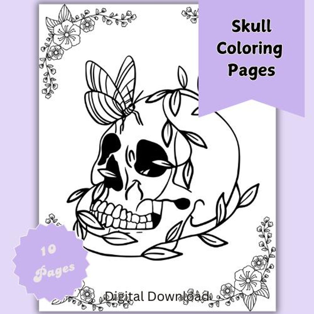 Skull Coloring Pages | Fall Adult Coloring Pages | Halloween Coloring ...