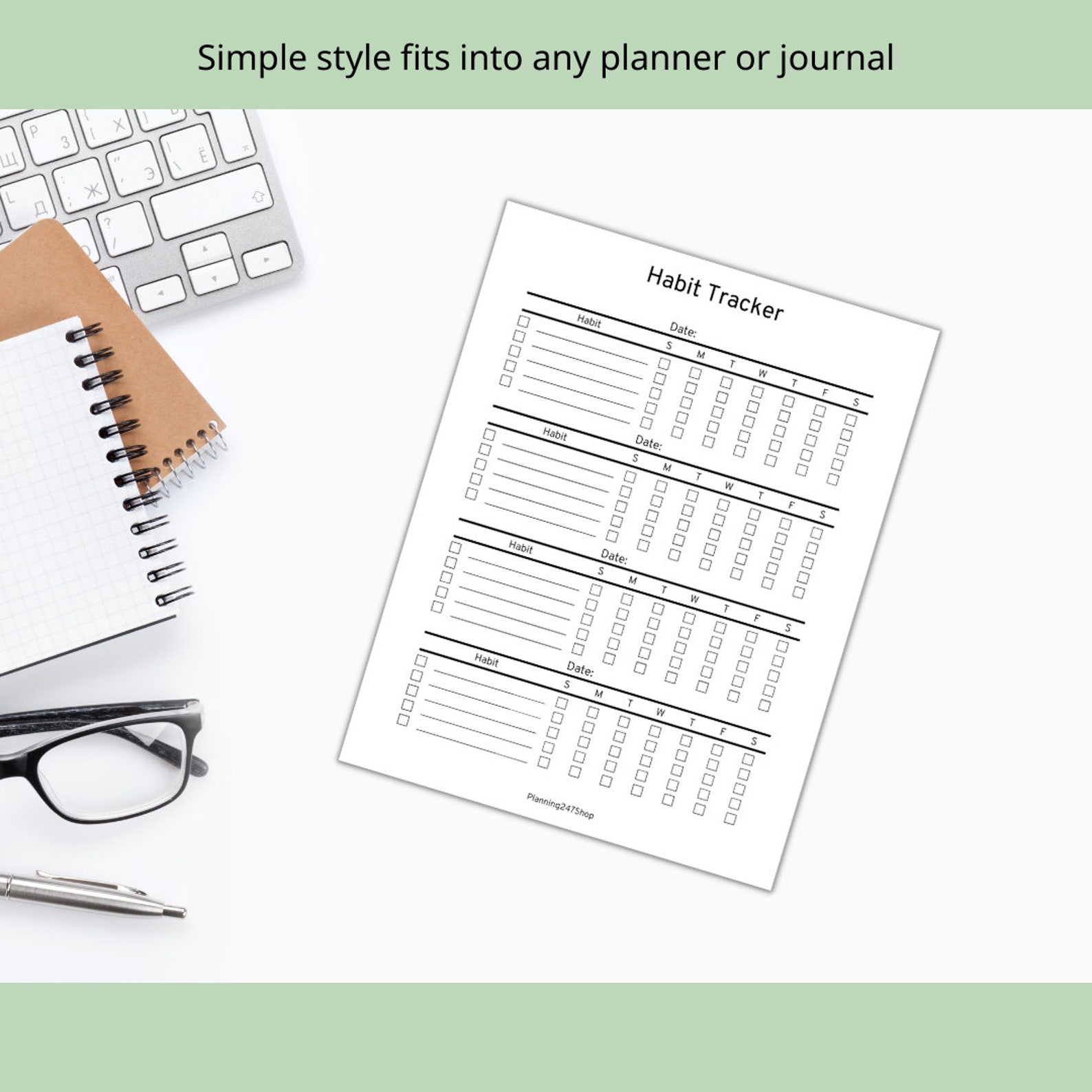 Simple Weekly Habit Tracker Fillable Habit Tracker Vertical Habit ...