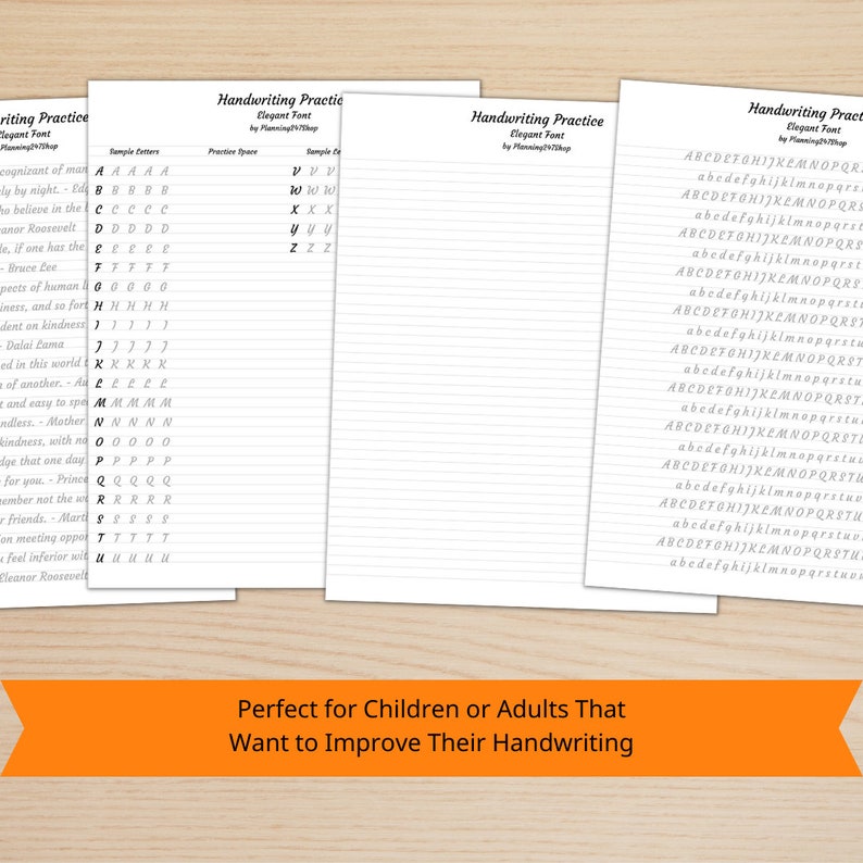 Elegant Font Handwriting Practice Bundle | Handwriting Worksheet for ...