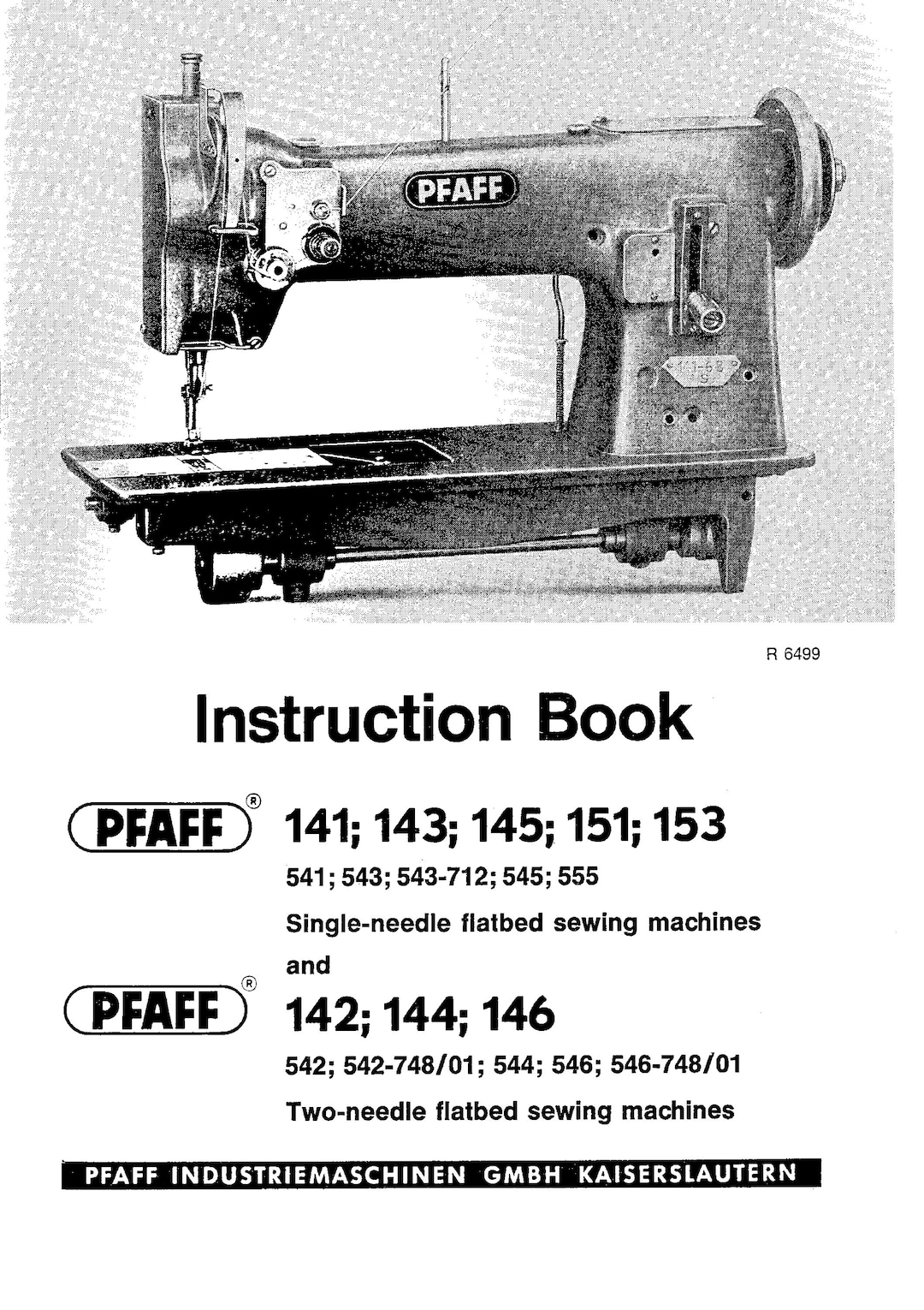 Pfaff Sewing Machine Instruction Manual: 141-143-145-151-153-142-144 ...