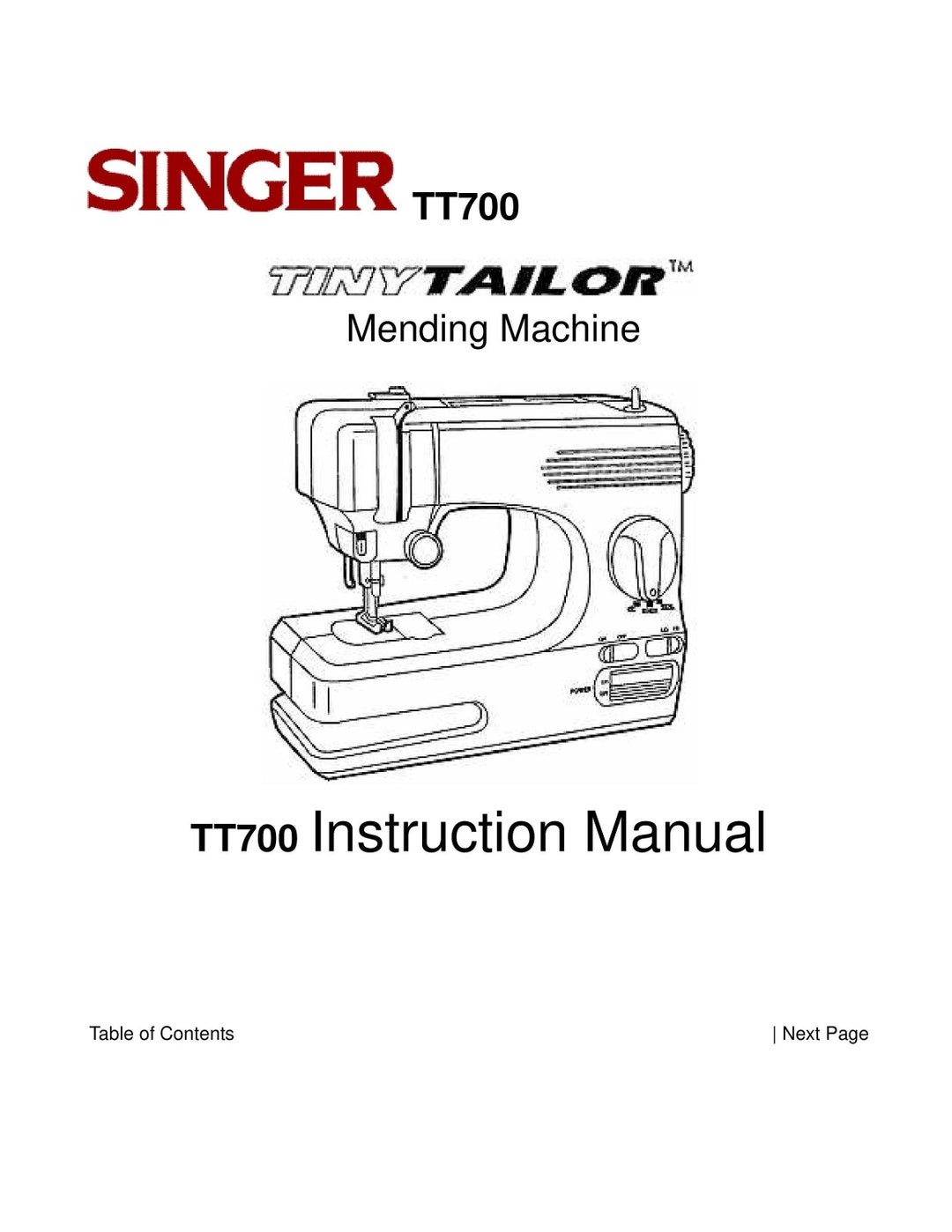 Singer TT700 Tiny Tailor Sewing Machine Instruction Manual (PDF) - Etsy