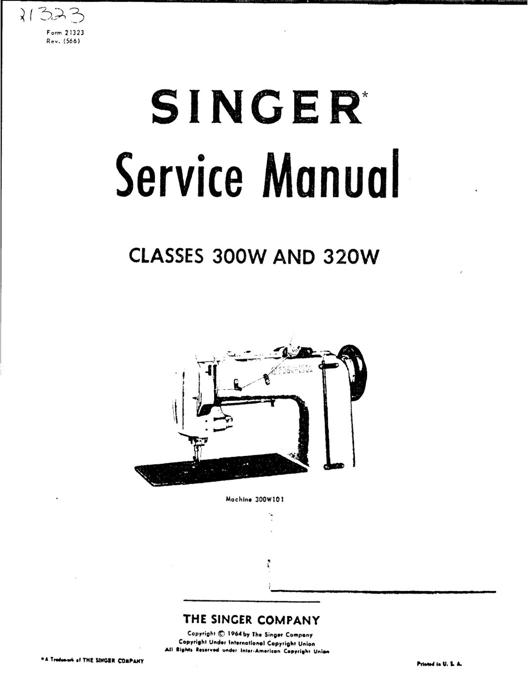 Singer-class-300w-and-320w-service-manual Repair Manual - English - Etsy