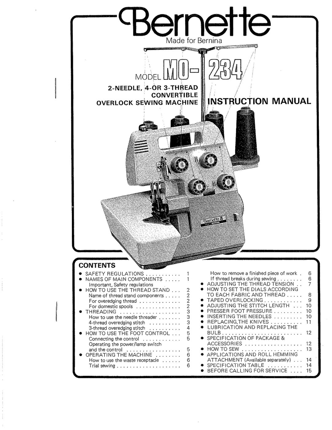 Bernette MO-234 Sewing Machine Instruction Manual - User Manual ...