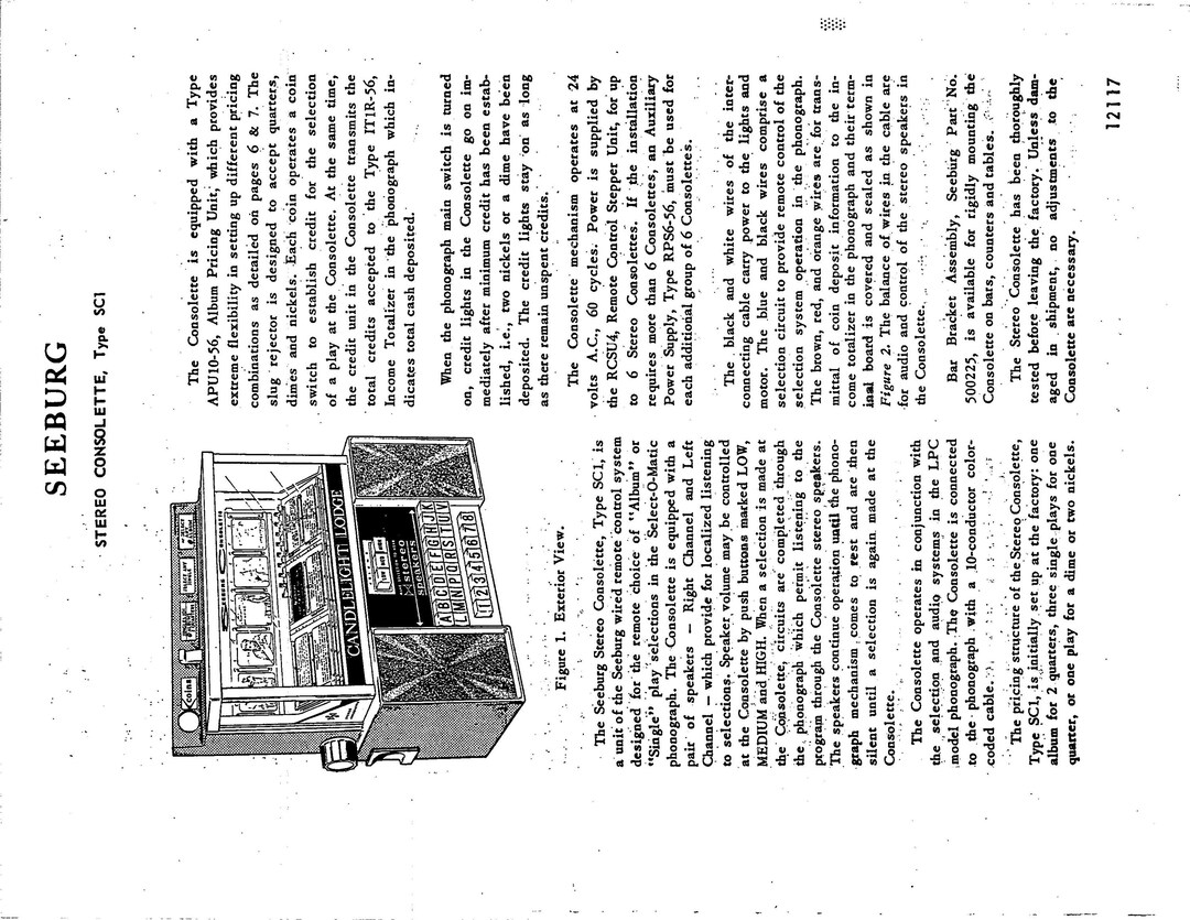 Seeburg Stereo Consollette SC1 Service Manual: Wiring Diagram, Parts ...