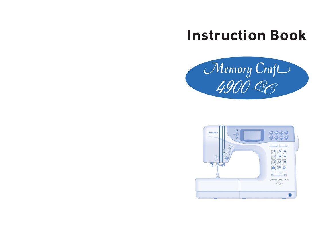 Janome 4900 Memory Craft Sewing Machine Instruction Manual (PDF) - Etsy