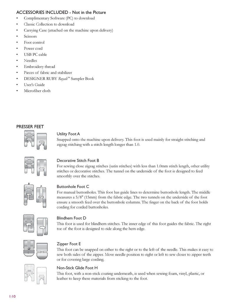 Husqvarna Viking Designer Ruby Royale Sewing Machine Instruction Manual ...