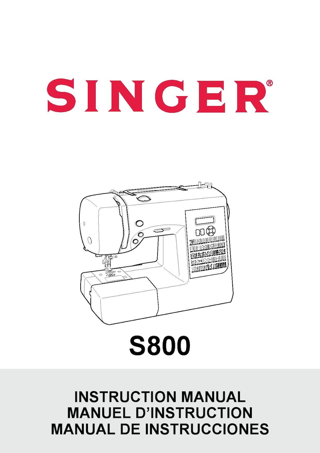 Singer S800 FASHIONISTA Sewing Machine Instruction Manual - User Manual ...
