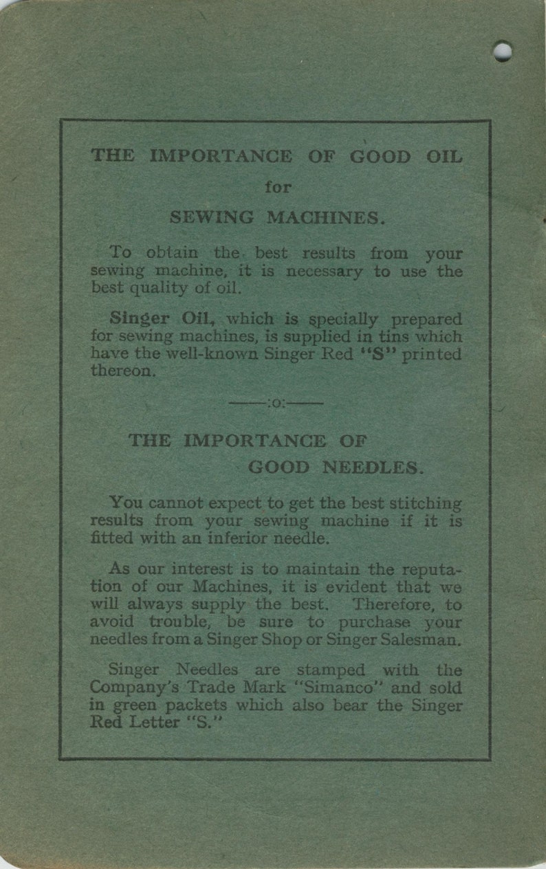 Singer 29K58 29K62 Sewing Machine Instruction Manual User Manual ...