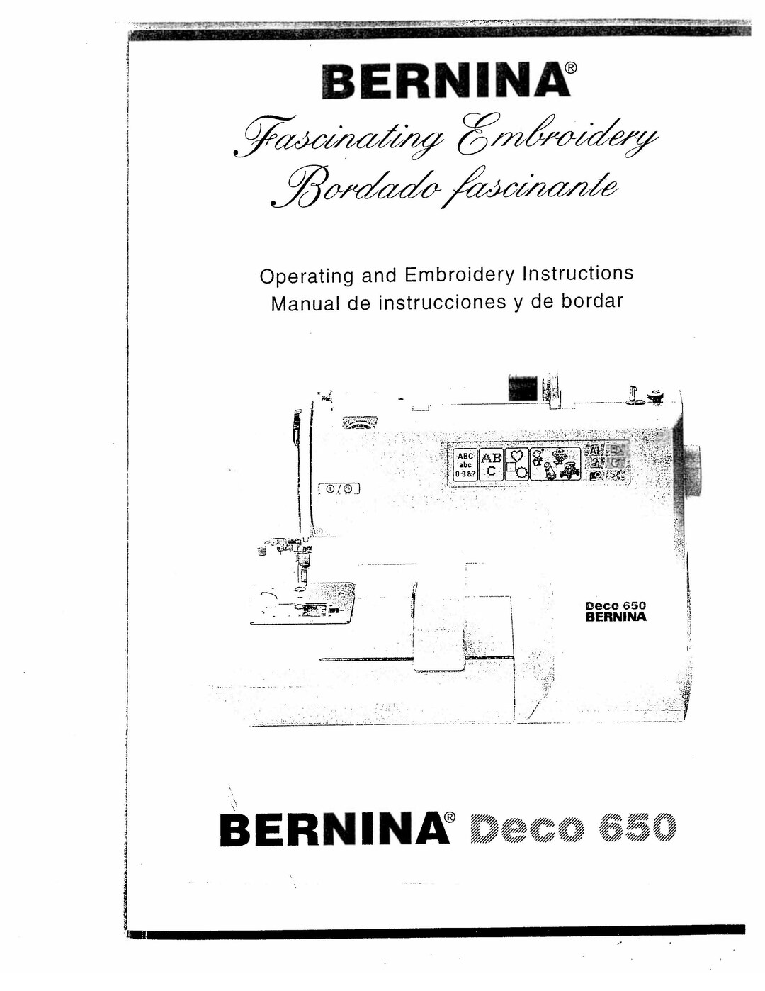 Bernina Deco 650 Sewing Machine Instruction Manual - English - Etsy