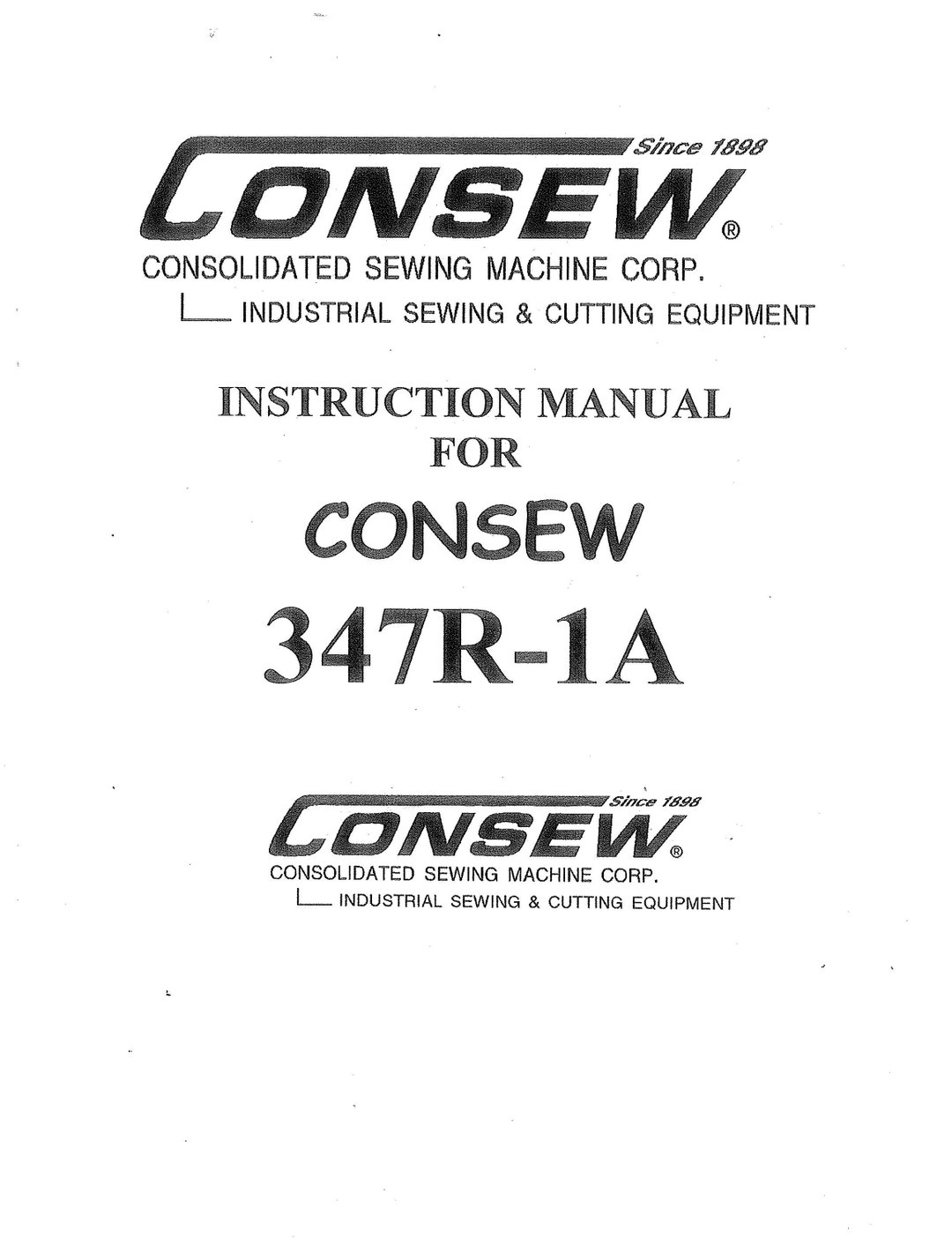 CONSEW 347R-1A Sewing Machine Instruction Manual - User Manual ...