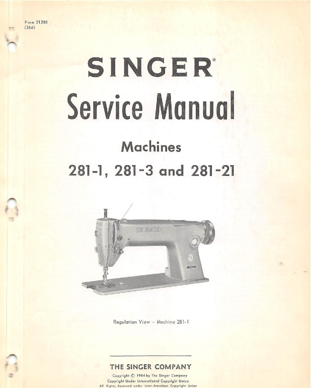 Singer 281-1 - 281-3 - 281-21 Service Manual - English - Etsy