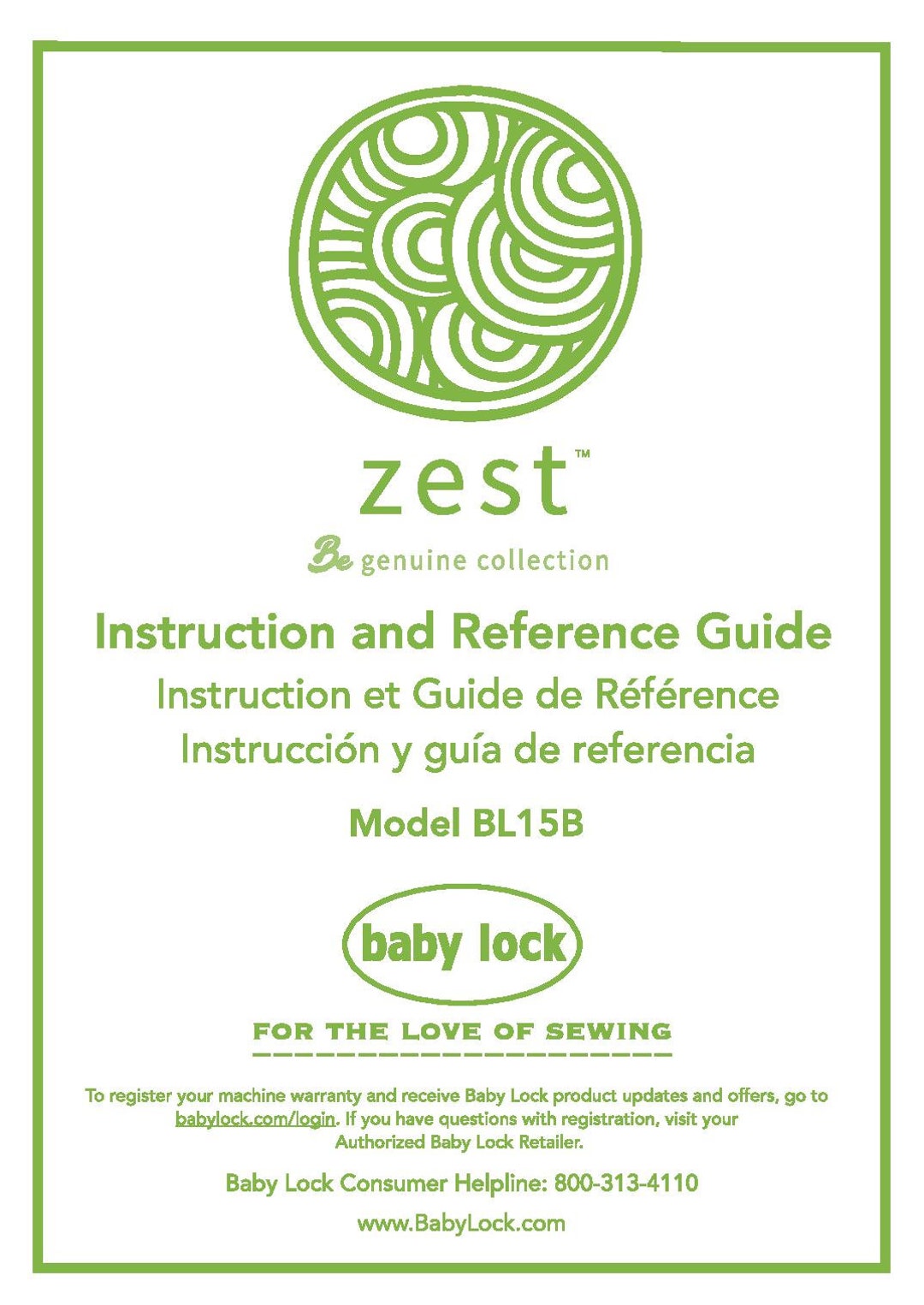 Baby Lock Zest BL15B Sewing Machine Instruction Manual - Etsy
