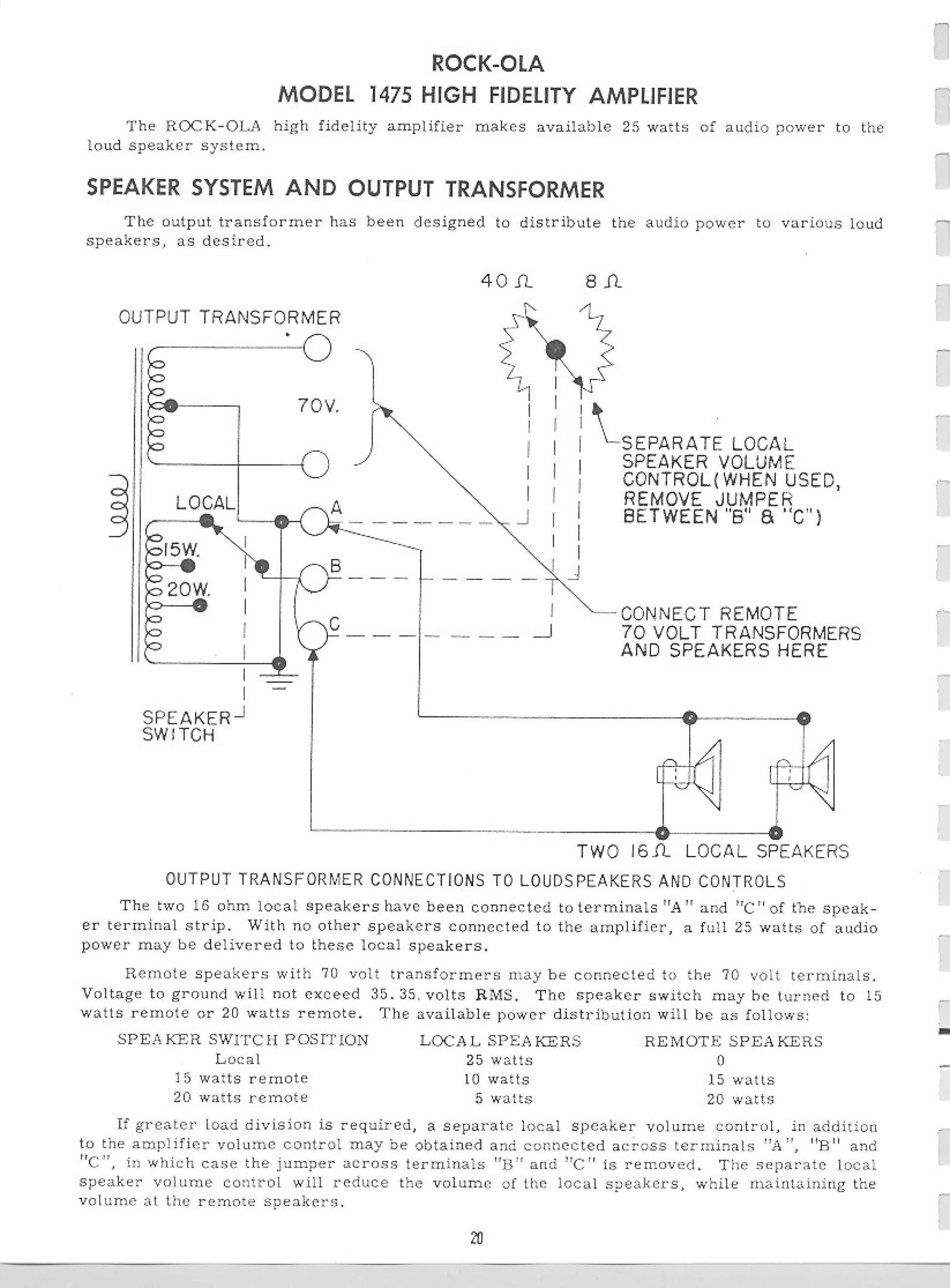 Rock-ola 1475 Service Manual: Wiring Diagram & Parts List - Etsy