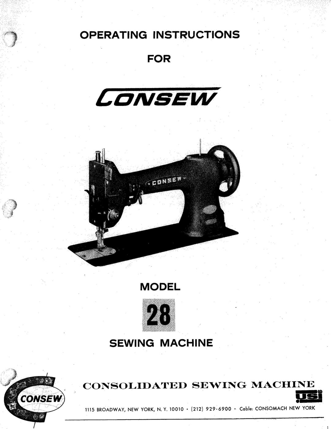 CONSEW 28 Sewing Machine Instruction Manual - English - Etsy