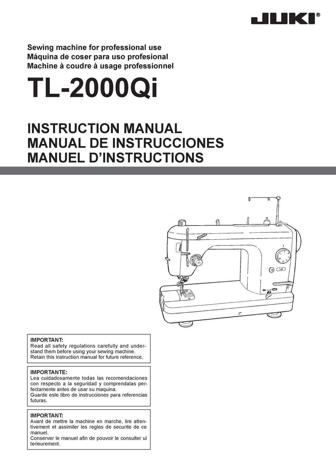 Juki TL2000QI Sewing Machine Instruction Manual - User Guide - Etsy