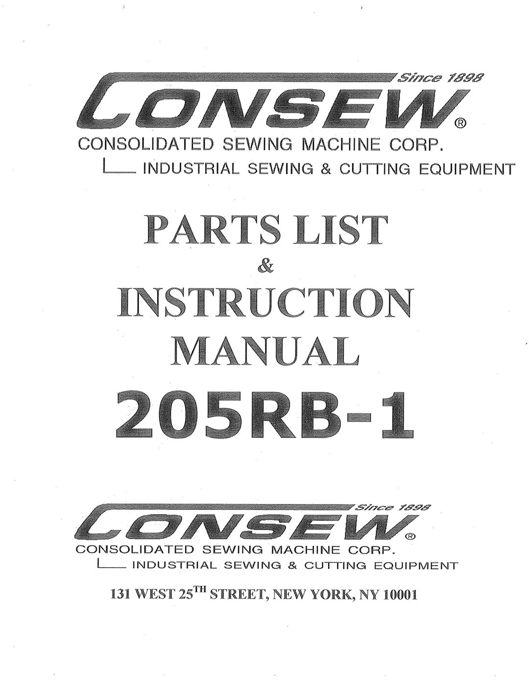 CONSEW 205RB-1 Sewing Machine Instruction Manual - English - Etsy