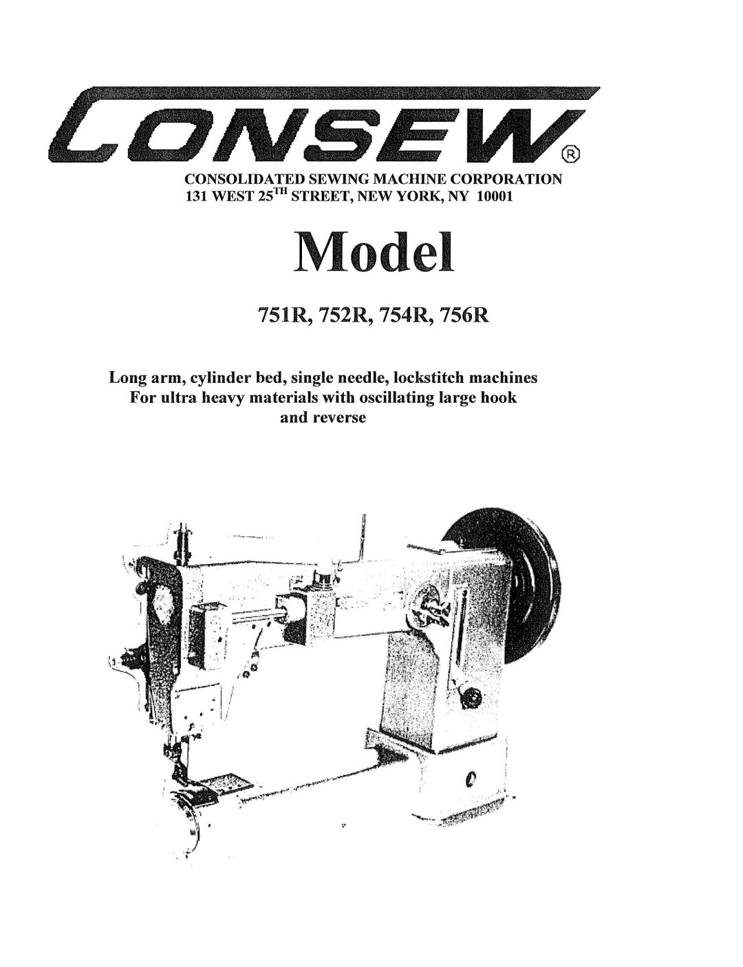 CONSEW 751R-752R-754R-756R Sewing Machine Instruction Manual - Etsy