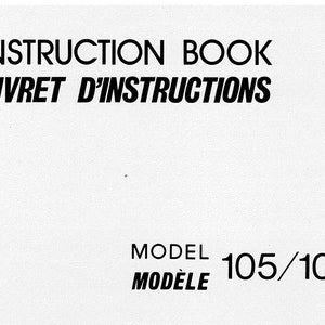 Janome 105-106 Sewing Machine Instruction Manual (PDF) - Etsy