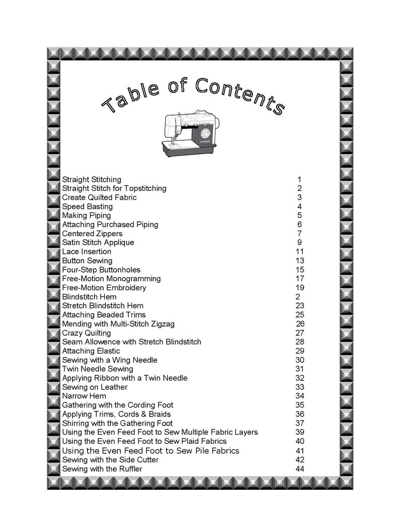 Singer CG-500 Commercial Grade Sewing Machine Workbook English - Etsy