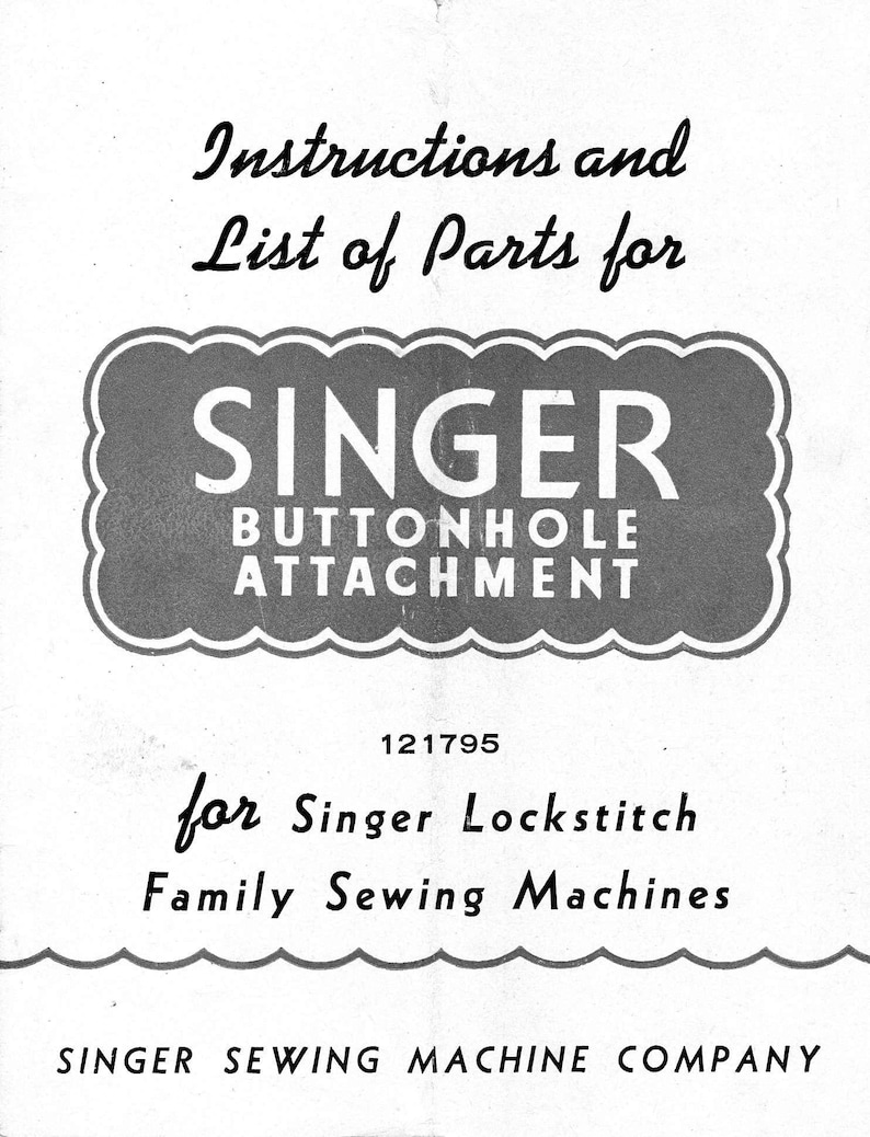 Singer Buttonhole - Attachment - Model - 121795 - Sewing Machine ...