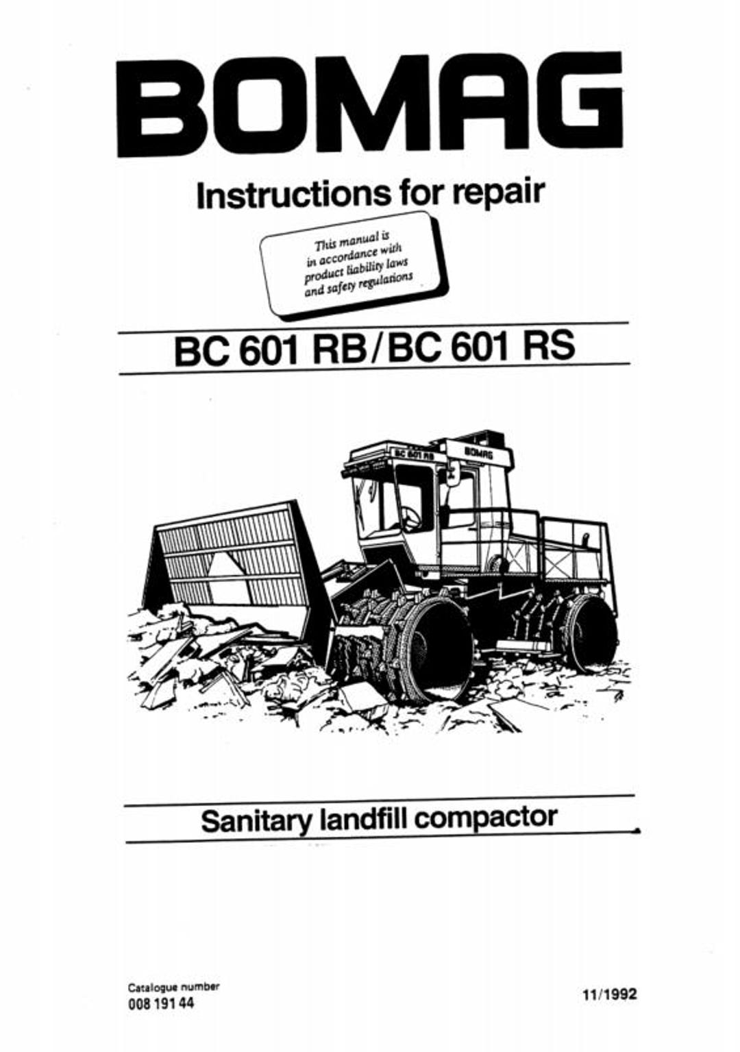 Bomag BC 601 RB - BC 601 Rs - Service Manual - Repair Manual - Workshop ...